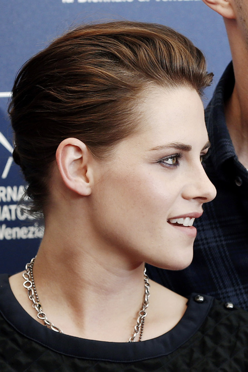 Kristen Stewart Straight Medium Brown All-Over Highlights, Bob, Slicked ...