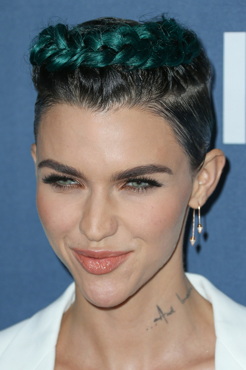 Ruby Rose Straight Dark Brown Crown Braid, Slicked Back, Two-Tone ...