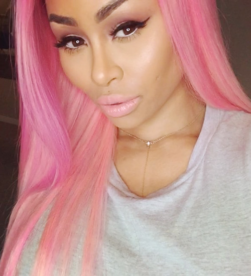Blac Chyna Straight Pink Angled, Uneven Color Hairstyle | Steal Her Style