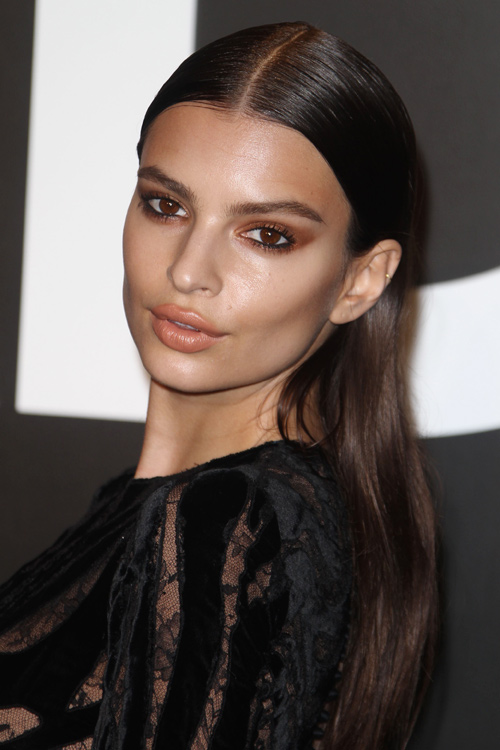 Emily Ratajkowski Straight Dark Brown Hairstyle | Steal Her Style
