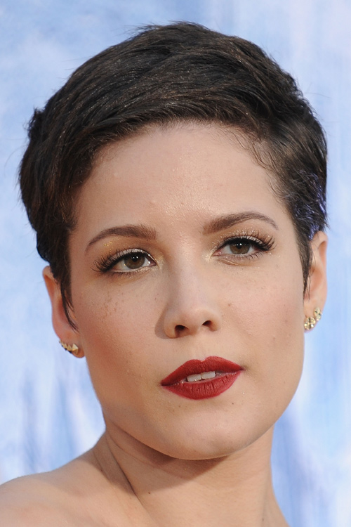 Halsey Straight Dark Brown Buzz Cut Hairstyle | Steal Her Style
