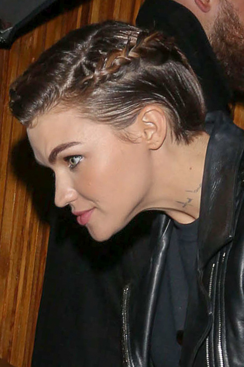 Ruby Rose Straight Medium Brown Cornrows, Slicked Back Hairstyle ...