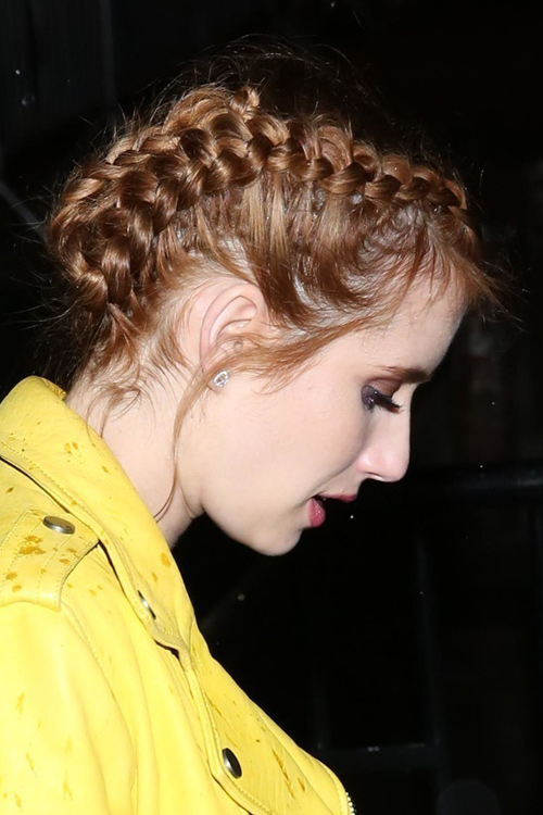 Emma Roberts Straight Ginger Crown Braid, French Braid Hairstyle ...