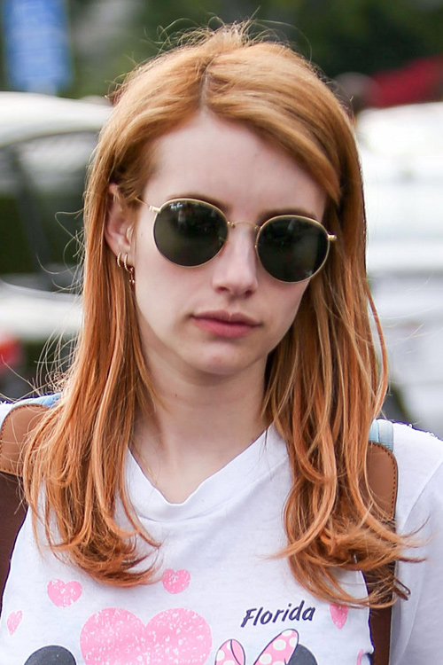 Emma Roberts Wavy Ginger Angled, Messy Hairstyle | Steal Her Style