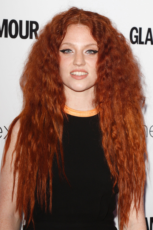 Jess Glynne Curly, Teased Auburn Angled, Bouffant Hairstyle | Steal Her ...