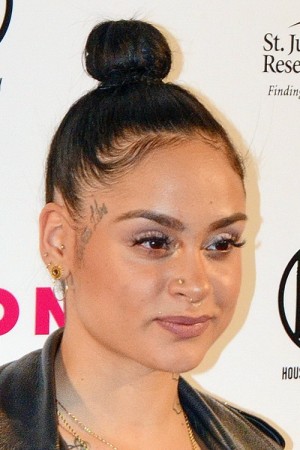 Kehlani Straight Dark Brown Bun Hairstyle | Steal Her Style