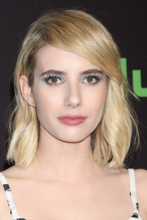 Emma Roberts Wavy Honey Blonde Bob, Ombré, Sideswept Bangs Hairstyle ...