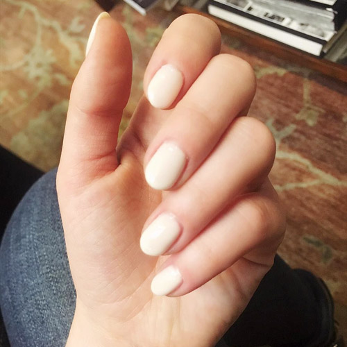 Katherine McNamara Beige Nails | Steal Her Style