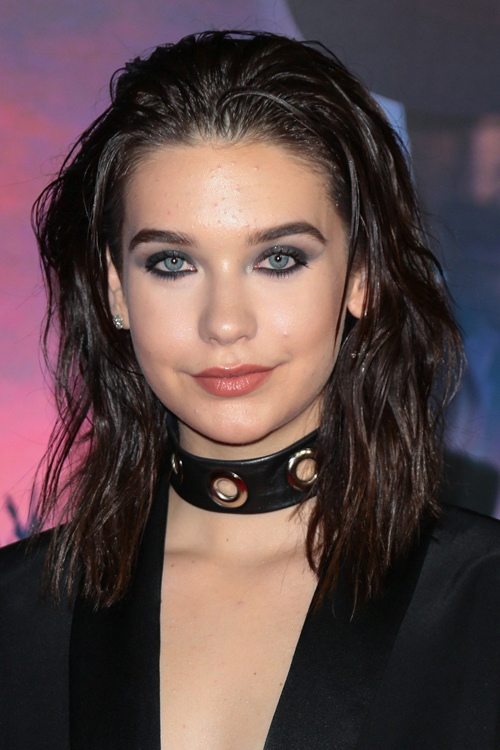 Amanda Steele Wavy Dark Brown Bob, Slicked Back Hairstyle | Steal Her Style