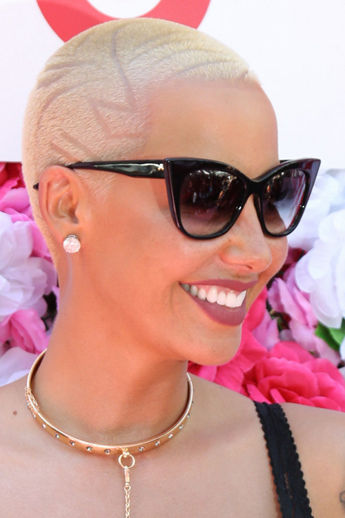 Amber Rose Straight Platinum Blonde Buzz Cut Hairstyle Steal Her Style 7701