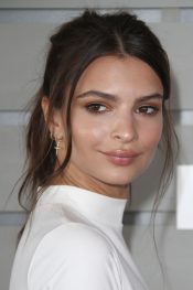 Emily Ratajkowski Wavy Dark Brown Face-Framing Pieces, High Ponytail ...