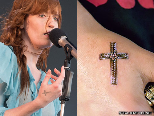 Florence Welch Cross Back of Hand Tattoo | Steal Her Style