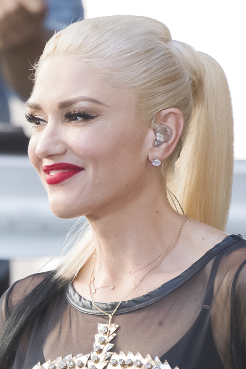 Gwen Stefani Straight Golden Blonde High Ponytail, Ponytail Hairstyle ...