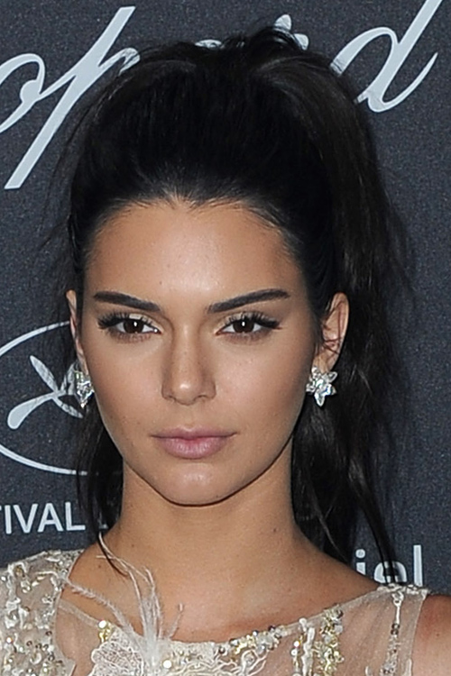 Kendall Jenner Straight Dark Brown High Ponytail, Ponytail Hairstyle ...