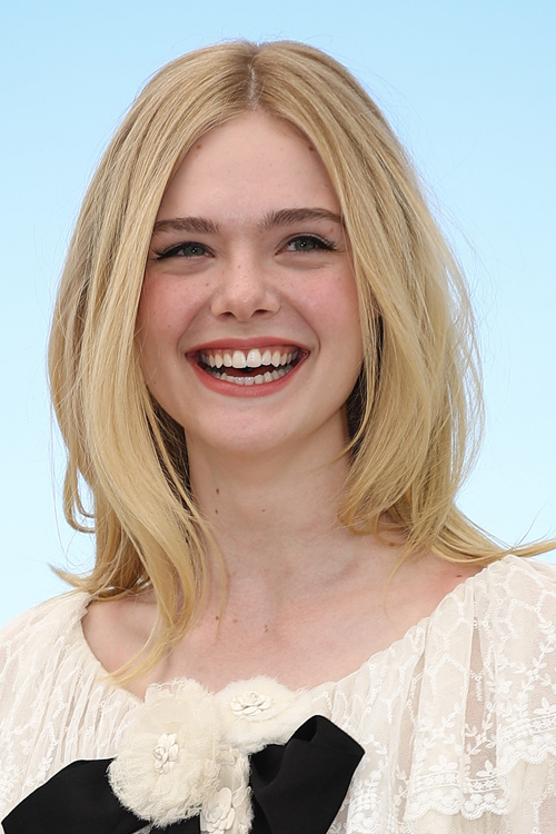 Elle Fanning Straight Ash Blonde Angled, Bouffant Hairstyle | Steal Her ...