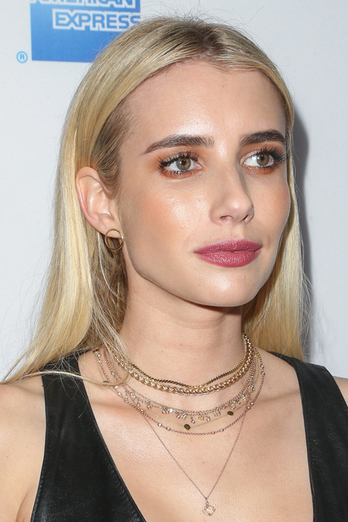 Emma Roberts Straight Honey Blonde Dark Roots Hairstyle | Steal Her Style