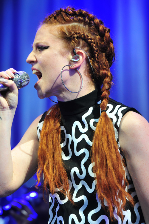 Jess Glynne Crimped Auburn Faux Hawk, Mini Braids, Pigtail Braids ...