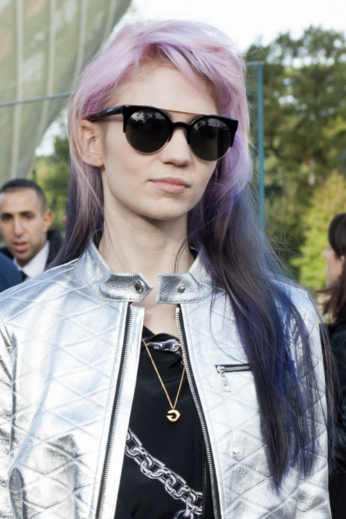 Grimes Straight Purple Ombré, Two-Tone Hairstyle | Steal Her Style