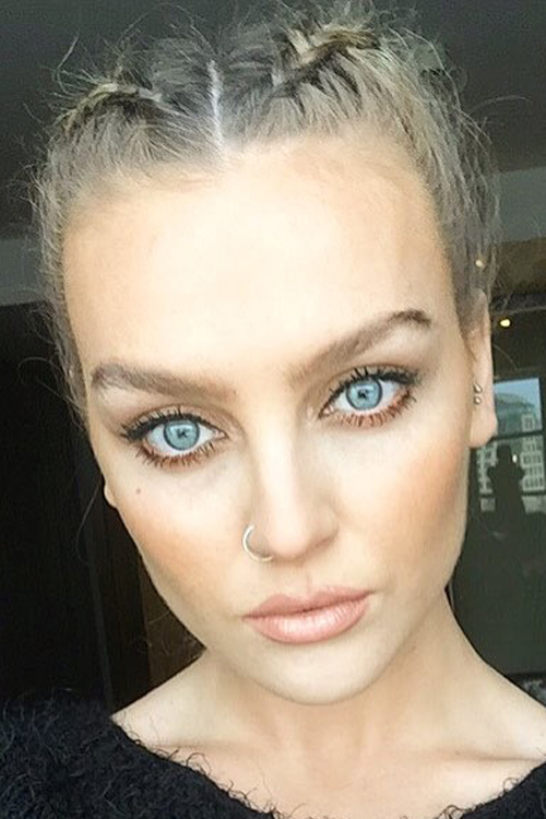 Perrie Edwards Straight Light Brown Braided Updo, French Braid, Updo ...
