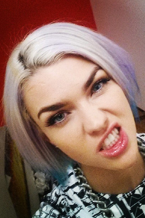 Ruby Rose Straight Silver Bob, Layered Bob, Ombré, Two-Tone Hairstyle ...