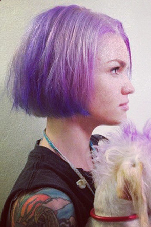 Ruby Rose Straight Purple Blunt Cut, Bob, Two-Tone, Uneven Color ...
