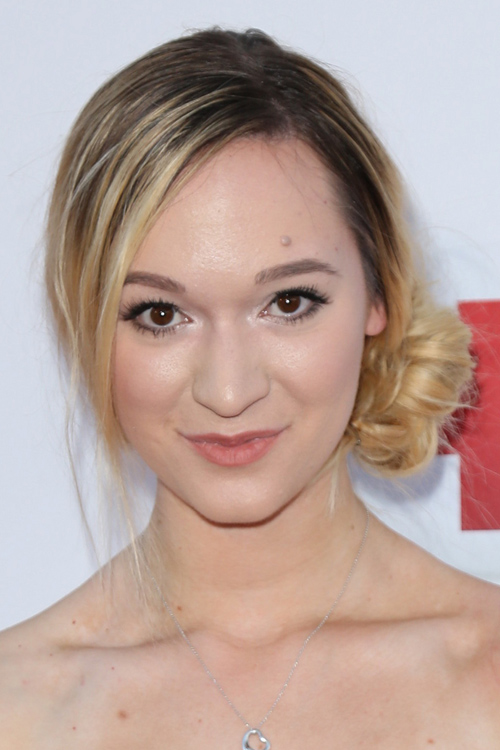 Alisha Marie Straight Golden Blonde Bun, Dark Roots, Updo Hairstyle ...