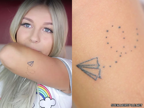Dagi Bee Dots, Paper Airplane Upper Arm Tattoo | Steal Her Style