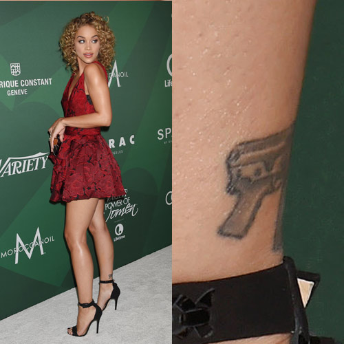Jasmine Sanders Gun Ankle Tattoo | Steal Her Style