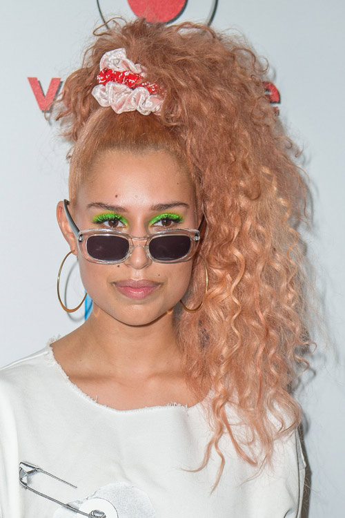 Raye Curly Pink High Ponytail, Ponytail Hairstyle | Steal Her Style