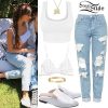 » Kelsey Calemine: White Crop Top, Ripped Jeans