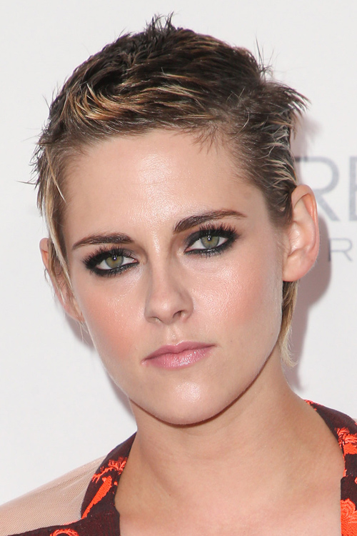 Kristen Stewart Straight Medium Brown All-Over Highlights, Pixie Cut ...