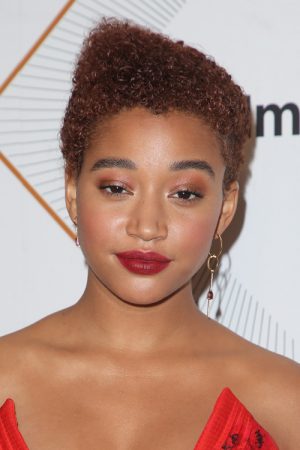 Amandla Stenberg Curly Auburn Afro Hairstyle | Steal Her Style