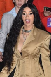 Cardi B Wavy Black Side Part Hairstyle | Steal Her Style