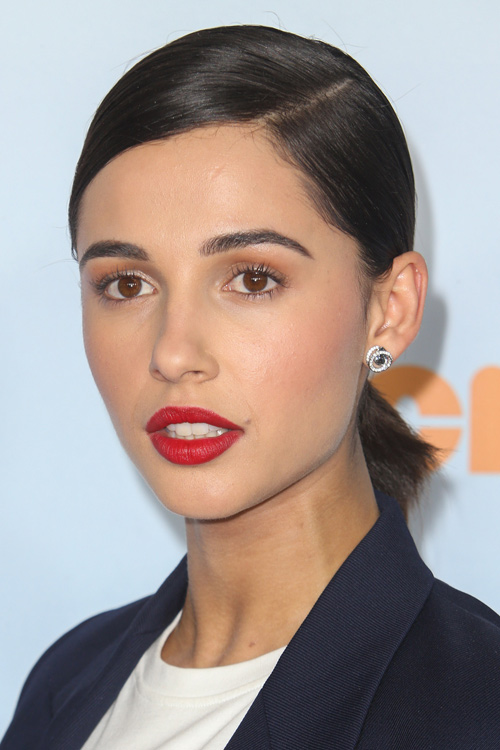 Naomi Scott Straight Dark Brown Low Ponytail, Ponytail Hairstyle ...