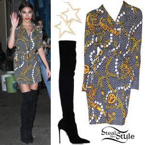 » Chantel Jeffries: Zip Front Mini Dress, Black Boots