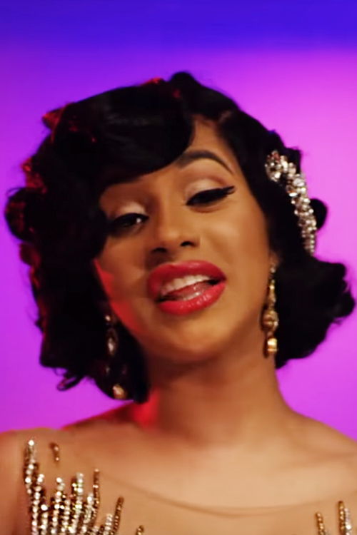 Cardi B Wavy Black Pin Curls, Retro Hairstyle | Steal Her Style
