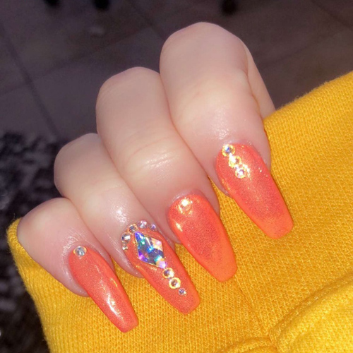 Orange Stones, Studs Nails | Steal Her Style