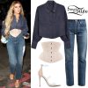 » Perrie Edwards: Blue Shirt, Perspex Sandals