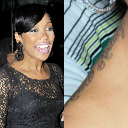 Monica Brown Name, Writing Shoulder Tattoo | Steal Her Style