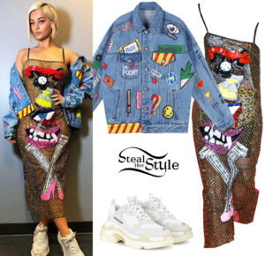 » Bebe Rexha: Embellished Denim Jacket and Dress