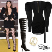 » Hailee Steinfeld: Black Mini Dress, Lace-Up Boots
