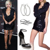 » Bebe Rexha: Sequin Mini Dress, Black Sandals