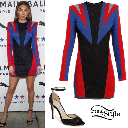 » Chantel Jeffries: Knit Mini Dress, Black Sandals