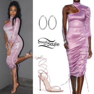 Normani Hamilton: Coral Top, Leather Pants | Steal Her Style
