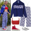 » Emma Chamberlain: Blue Floral Jacket and Pants