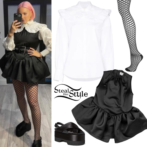 Anne-Marie: White Shirt, Black Dress | Steal Her Style