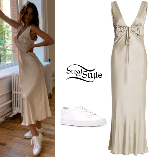 Emily Ratajkowski: Slip Dress, White Sneakers | Steal Her Style