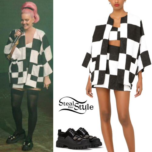 Anne-Marie: Black and White Checkerboard Outfit