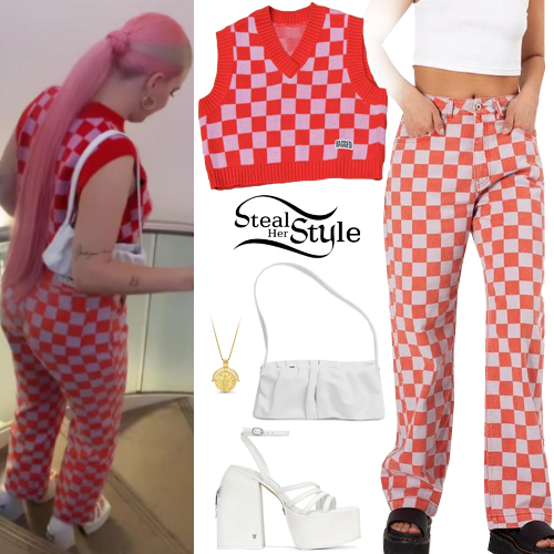 Anne-Marie: Red Check Vest and Jeans | Steal Her Style