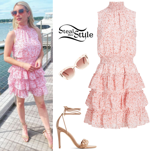 » Emma Roberts: Printed Mini Dress, Nude Sandals